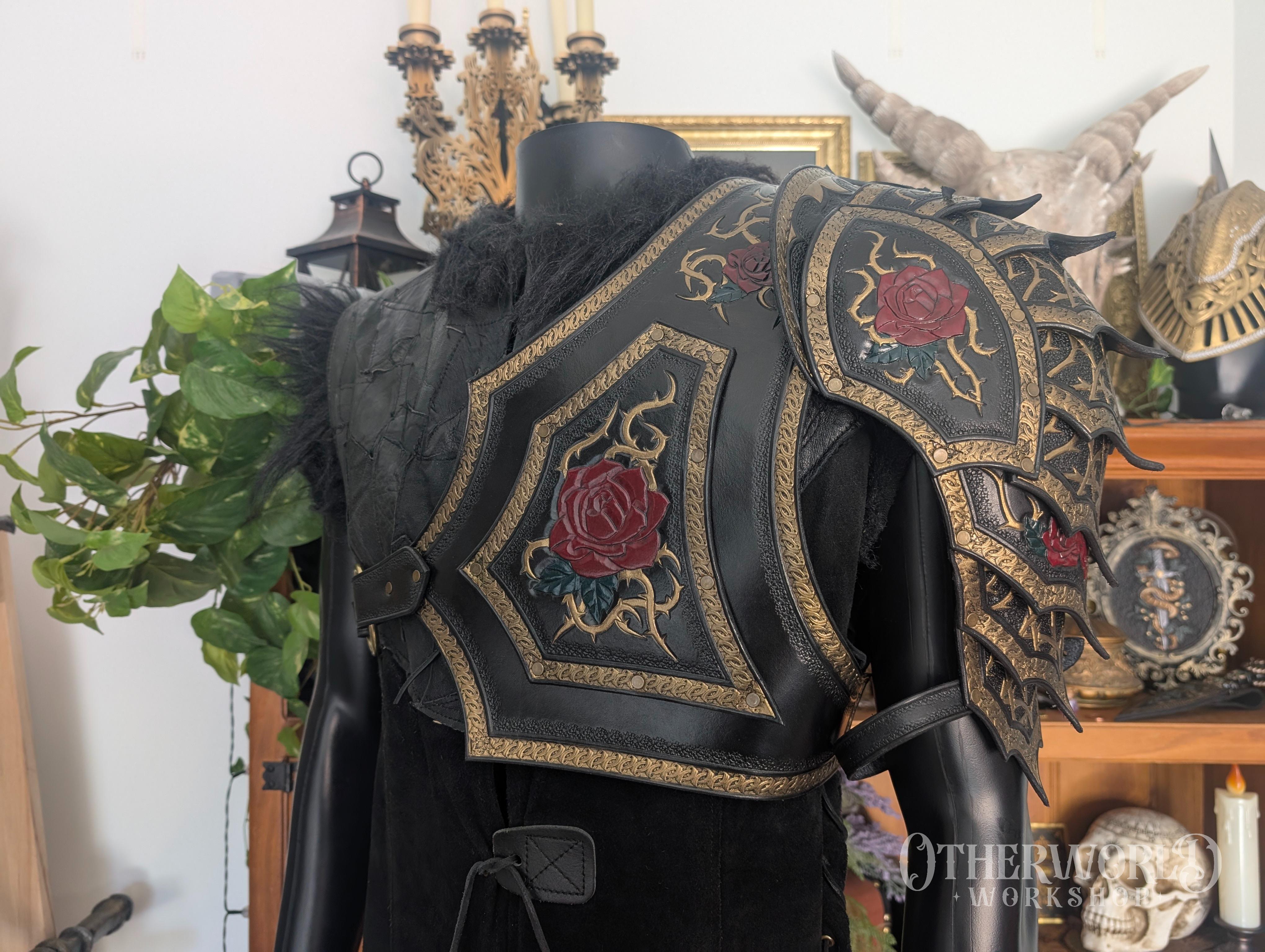 Leather Rose Shoulder Pauldron & Demi Chestpiece – Otherworld Workshop